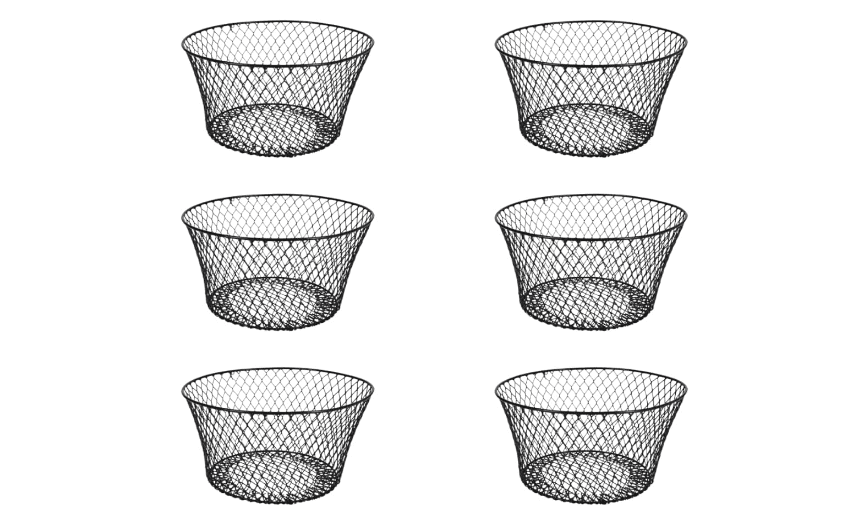 Black Coated Round Wire Basket 6 Pack - Versatile Metal Wire Baskets ...