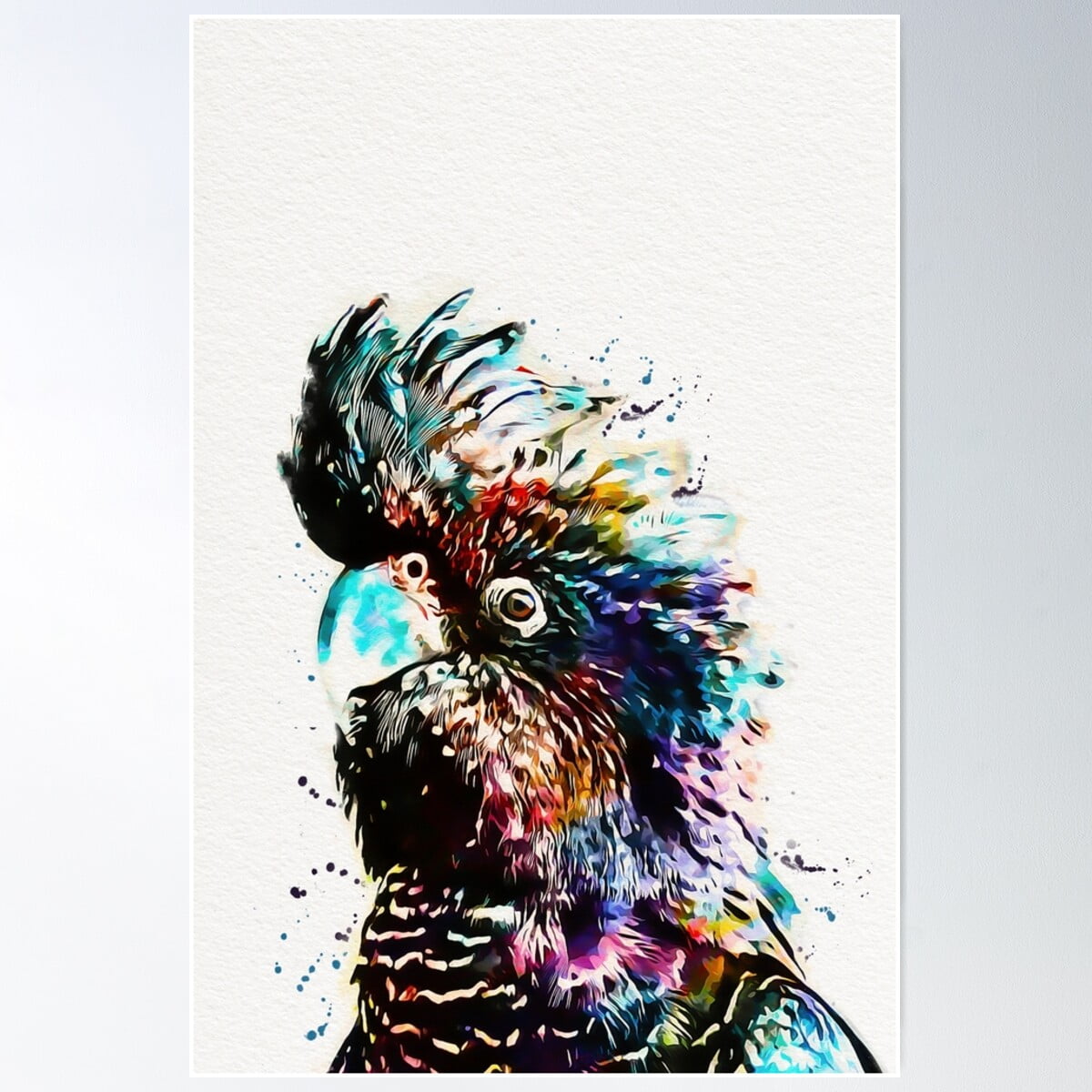 Black Cockatoo Painting Poster Wall Art, Modern Wall Decor For Living ...