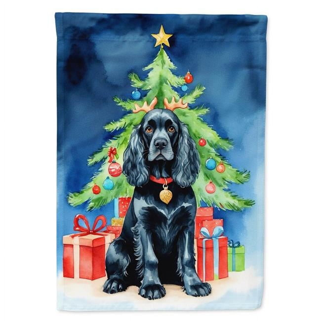 Black Cocker Spaniel Christmas Reindeer House Flag - Walmart.com