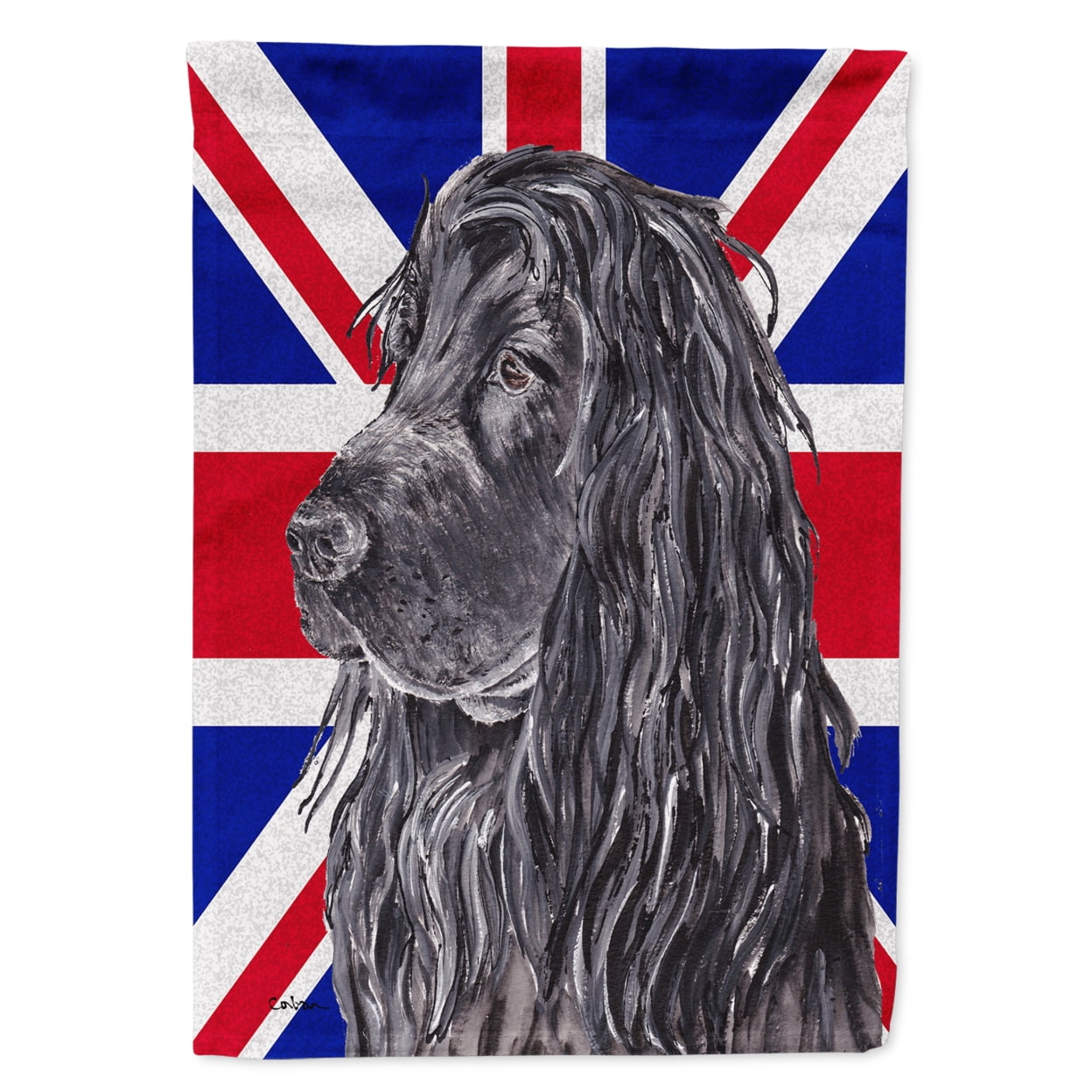 Black Cocker Spaniel with English Union Jack British Flag Garden Flag ...