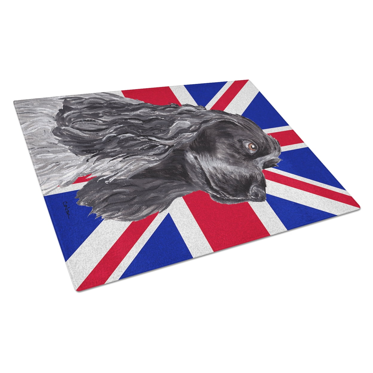 Black Cocker Spaniel with English Union Jack British Flag Glass Cutting ...
