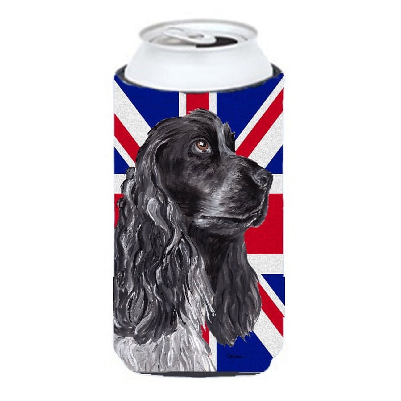 Black Cocker Spaniel with English Union Jack British Flag Tall Boy ...