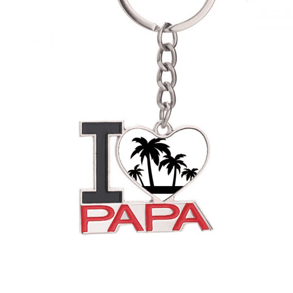 Black Coconut Tree Outline Keychain Metal Keyring Holder Love PAPA ...