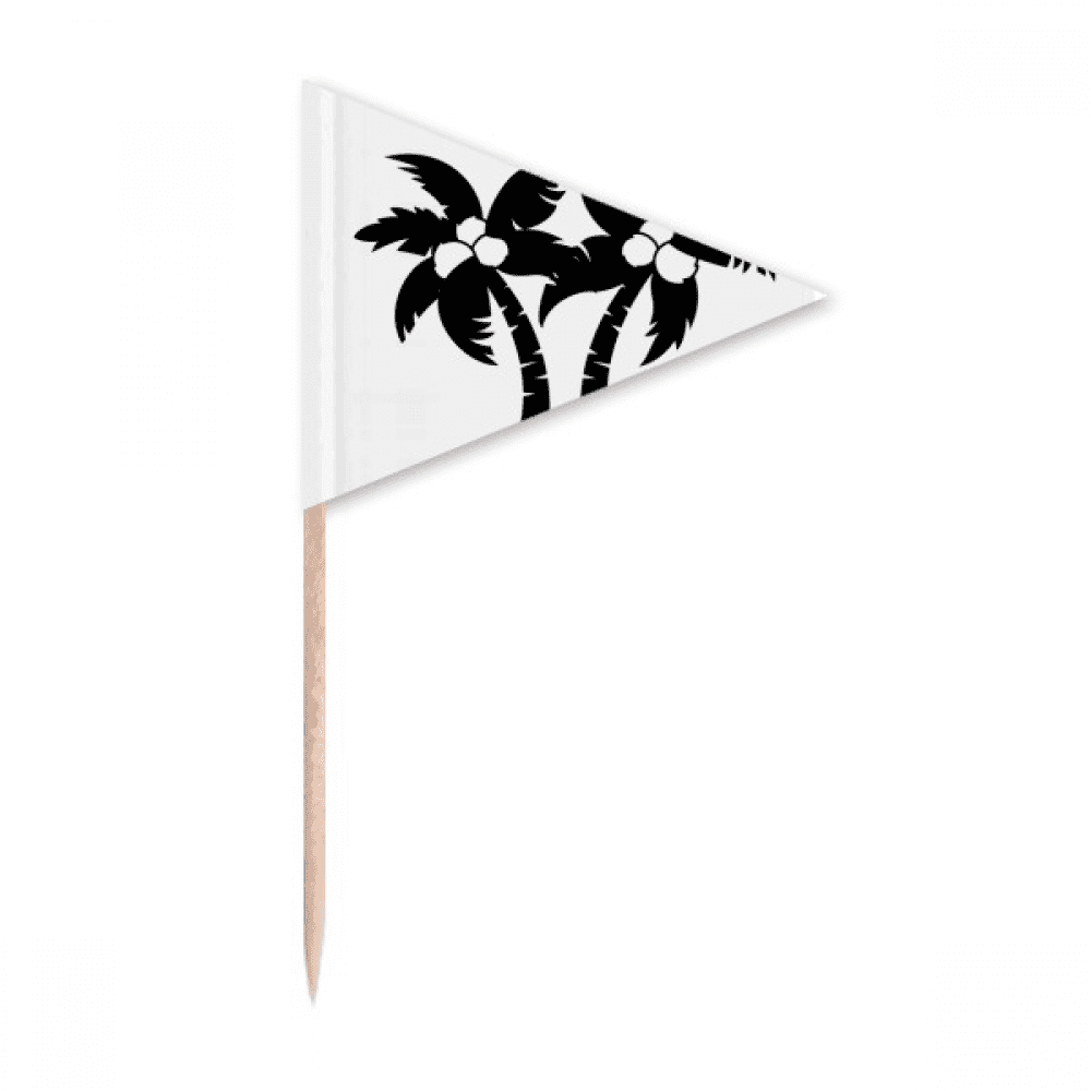 Black Coconut Tree Outline Toothpick Triangle Cupcake Toppers Flag ...