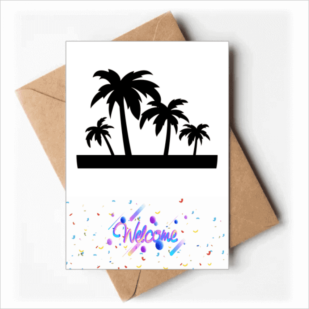 Black Coconut Tree Outline Welcome Back Greeting Cards Envelopes Blank ...