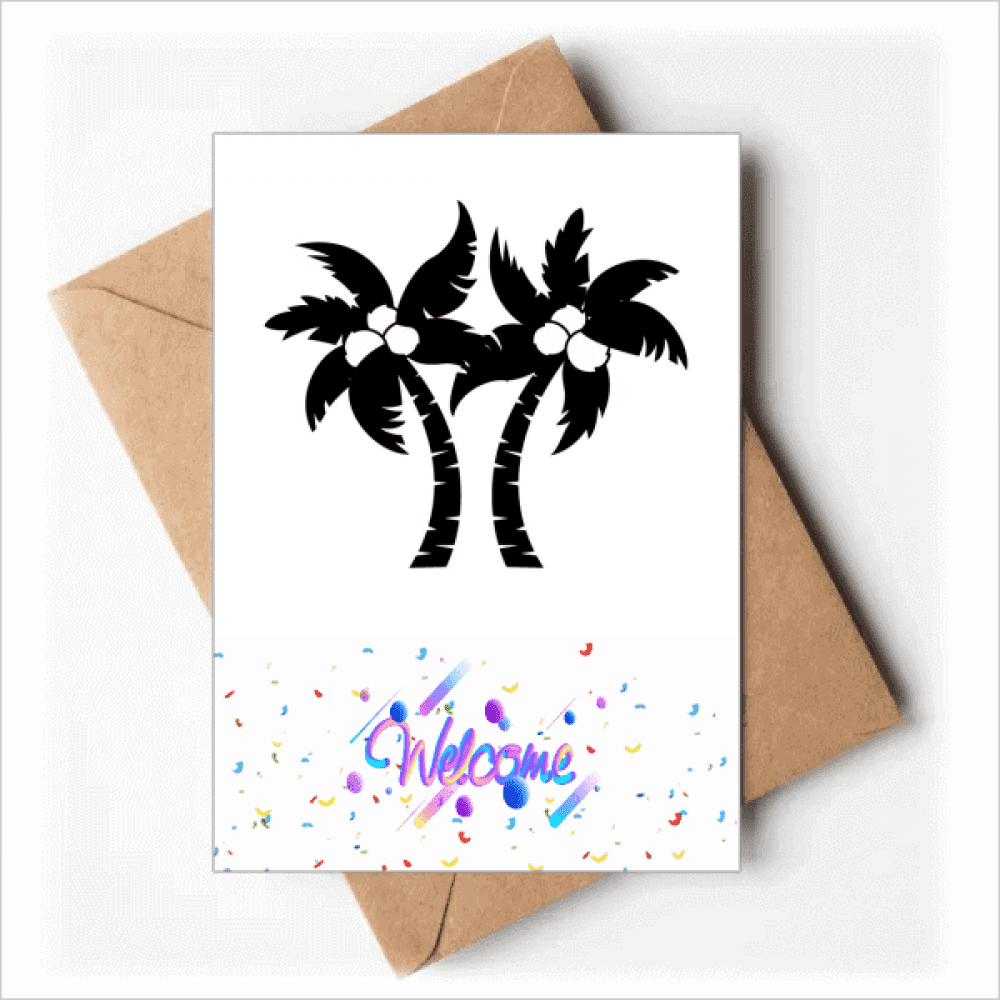 Black Coconut Tree Outline Welcome Back Greeting Cards Envelopes Blank ...