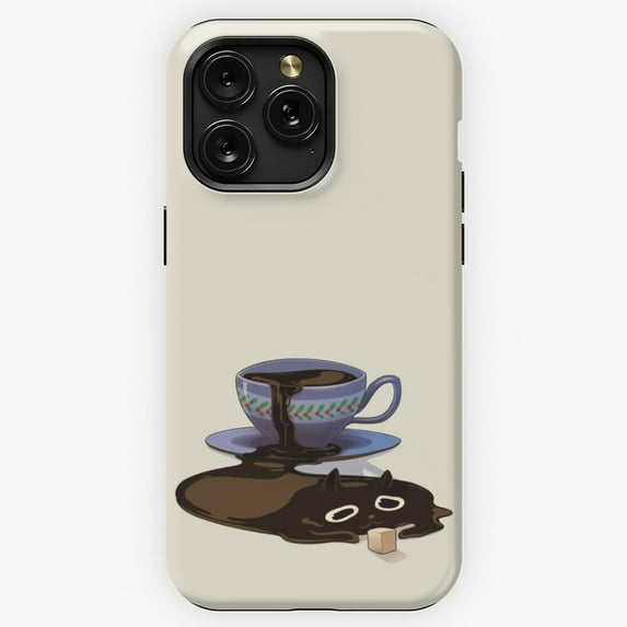 Black Coffee Cat Sugar Cube Art iPhone Case 17 11 12 13 14 15 16 Pro ...