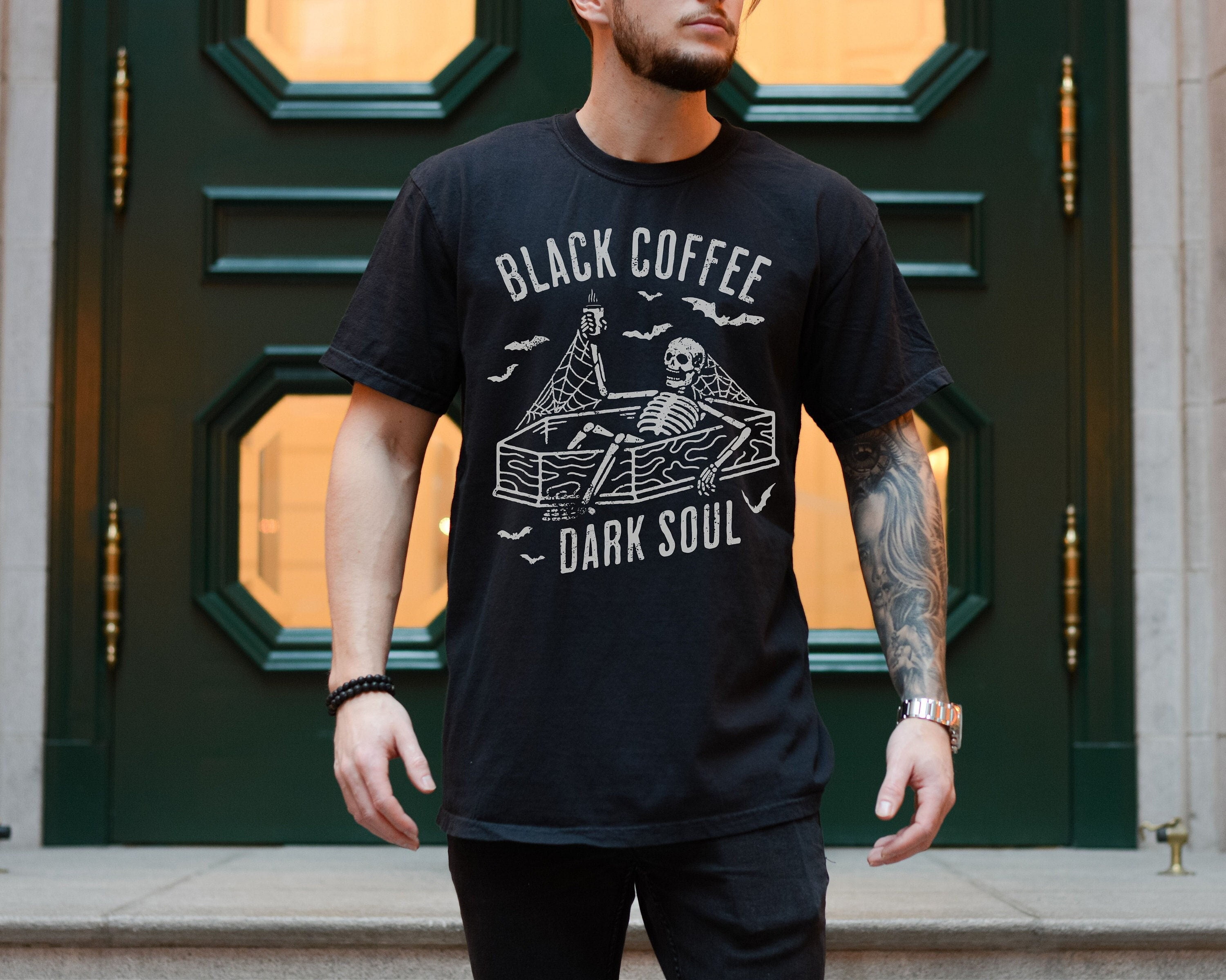 Black Coffee, Halloween Shirt, Coffee Shirt Men, Skeleton Tshirt ...