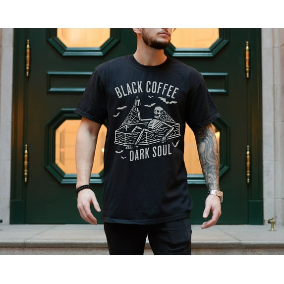 Black Coffee, Halloween Shirt, Coffee Shirt Men, Skeleton Tshirt ...