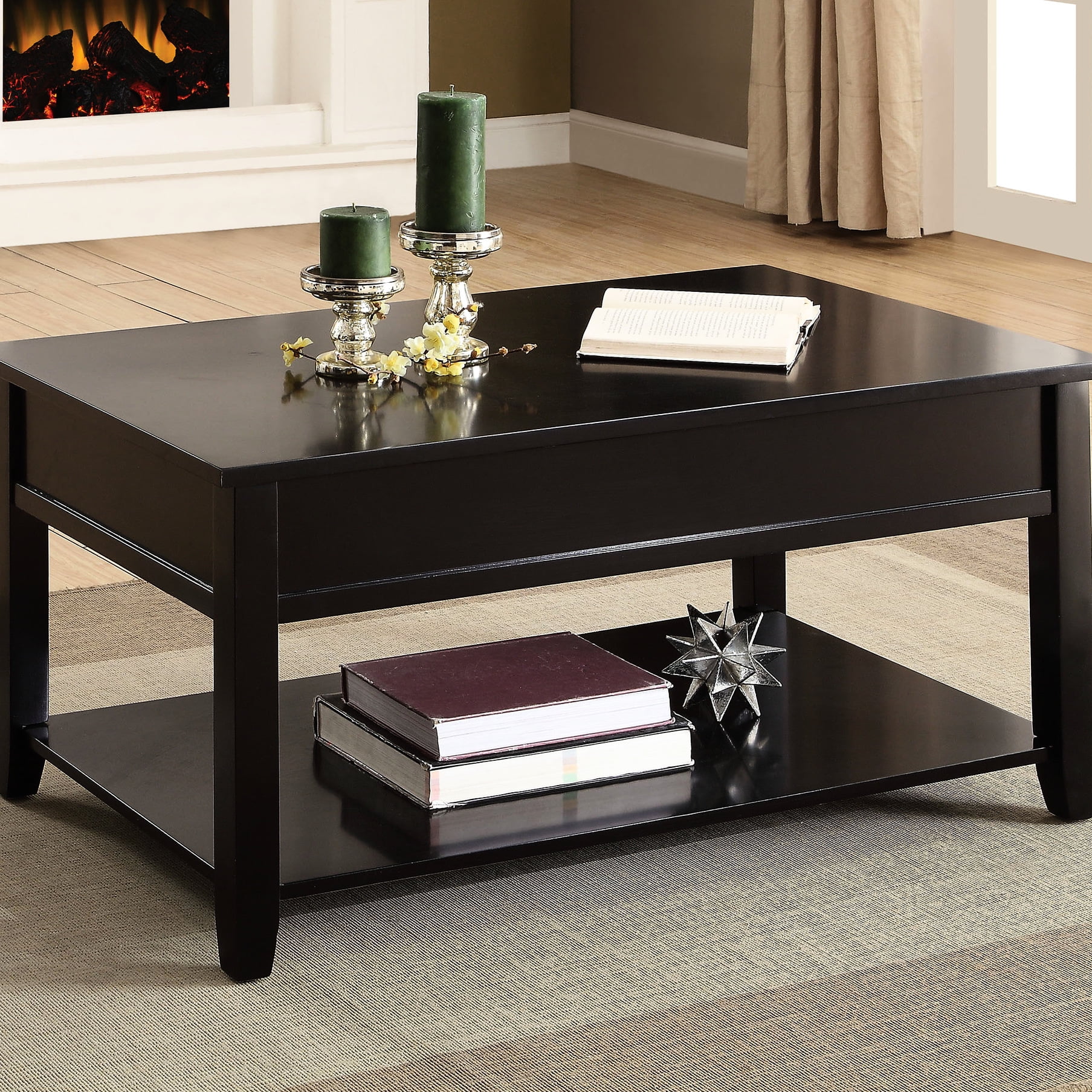 Black Coffee Table With Lift Feature And Extra Storage For Living Space ...