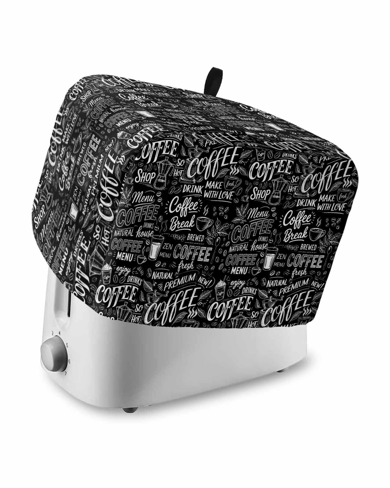 Black Coffee Toaster Cover 4 Slice, Large Kitchen Appliance Covers ...