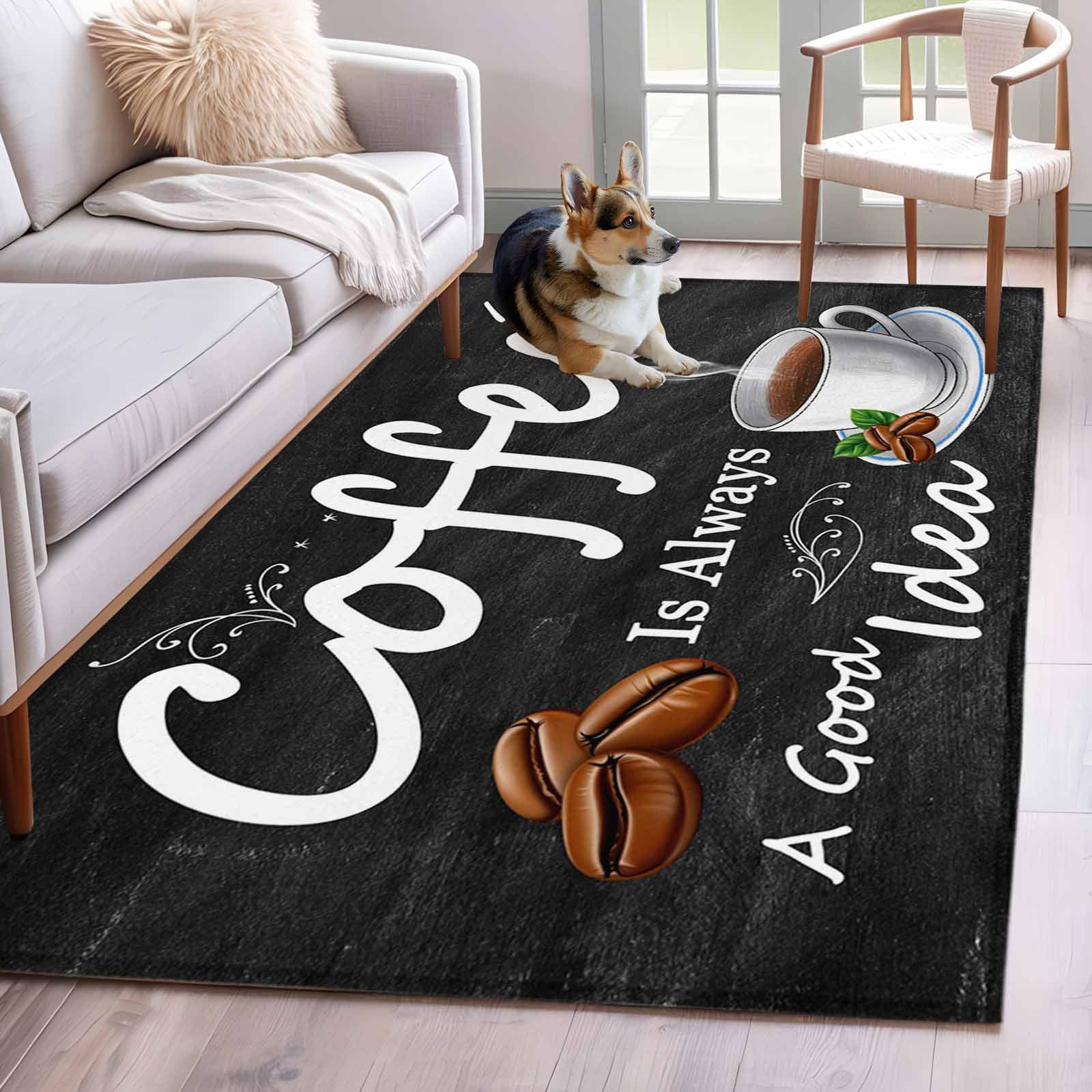 Black Coffee Vintage Area Rug 3x5 Washable Rug Non Slip Farmhouse ...