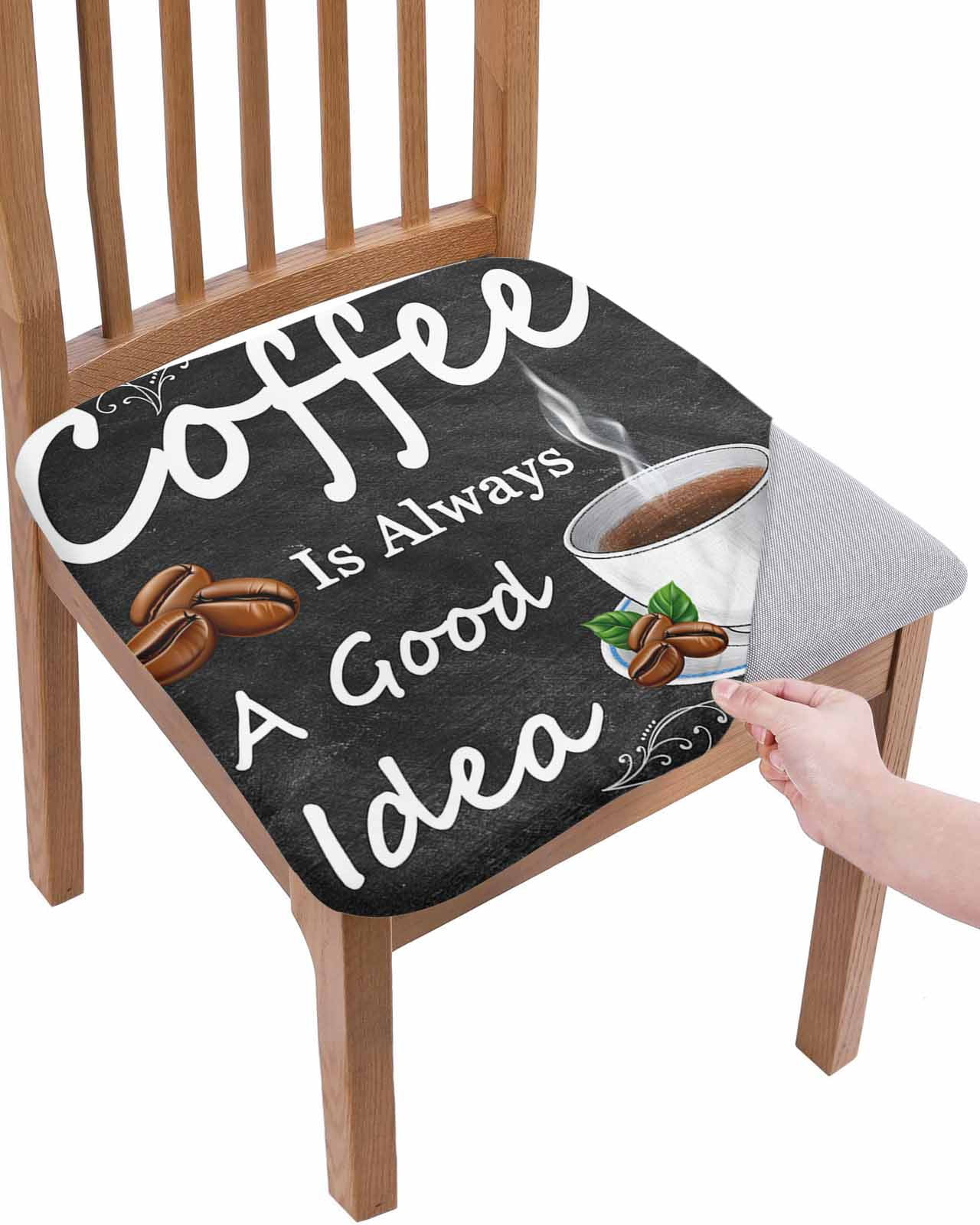 Black Coffee Vintage Chair Seat Covers for Dining Room Stretch Chair ...