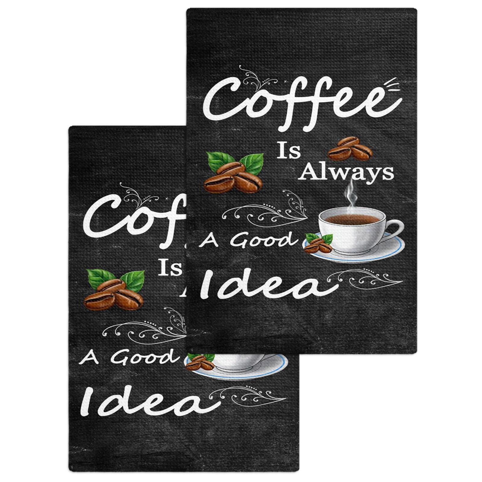 Black Coffee Vintage Kitchen Dish Towels for Drying Dishes Set of 2 ...