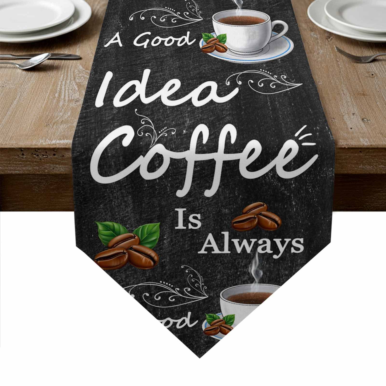 Black Coffee Vintage Table Runner Linen Burlap Table Runner 72 Inches ...