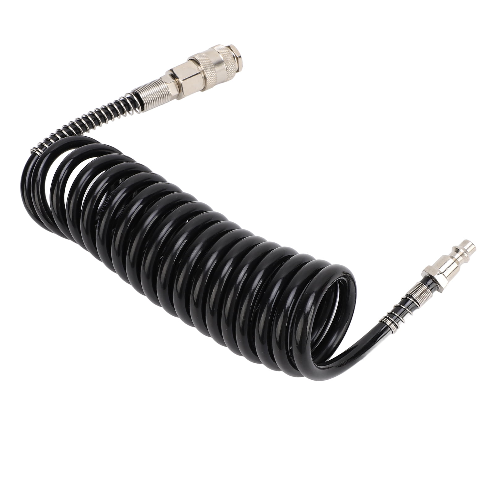 Black Coiled Air Hose with Bend Restrictor - Heavy Duty Rubber & Steel ...