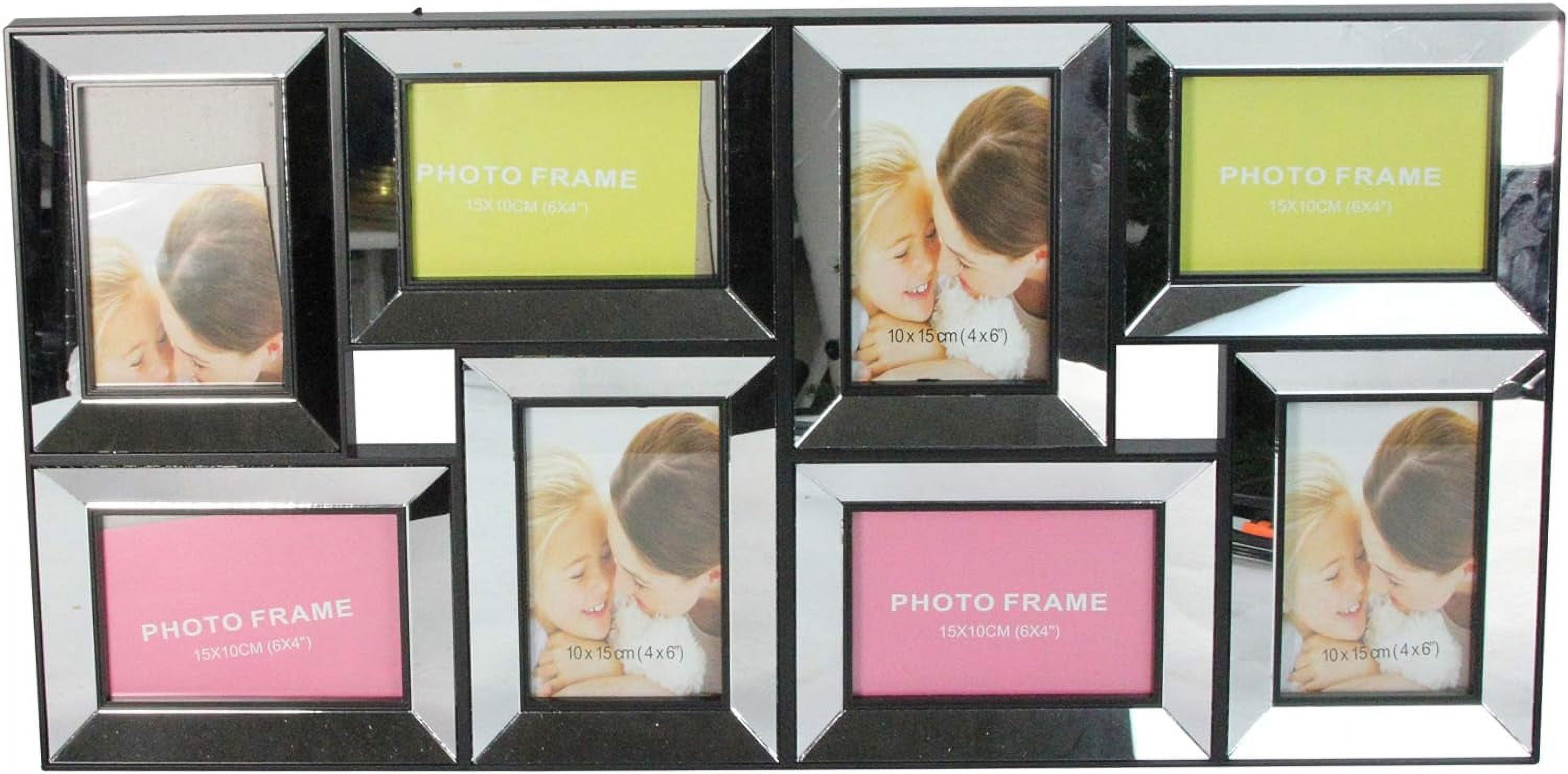 Black Collage Picture Frame with Mirrors - Wall Mount Design for 8 ...