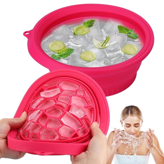 Black Collapsible Silicone Face Ice Bath Bowl – Built-In Ice Tray ...