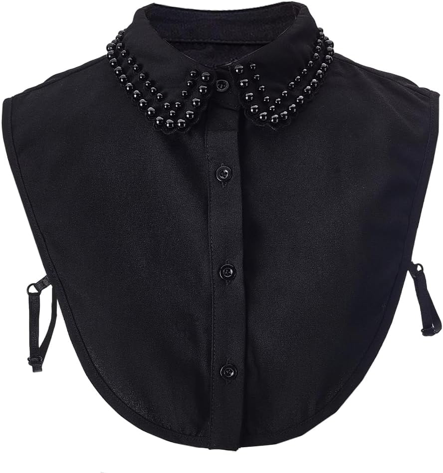Black Collar Polyester Pearl Bead False Collar Half Shirt False Dickey ...