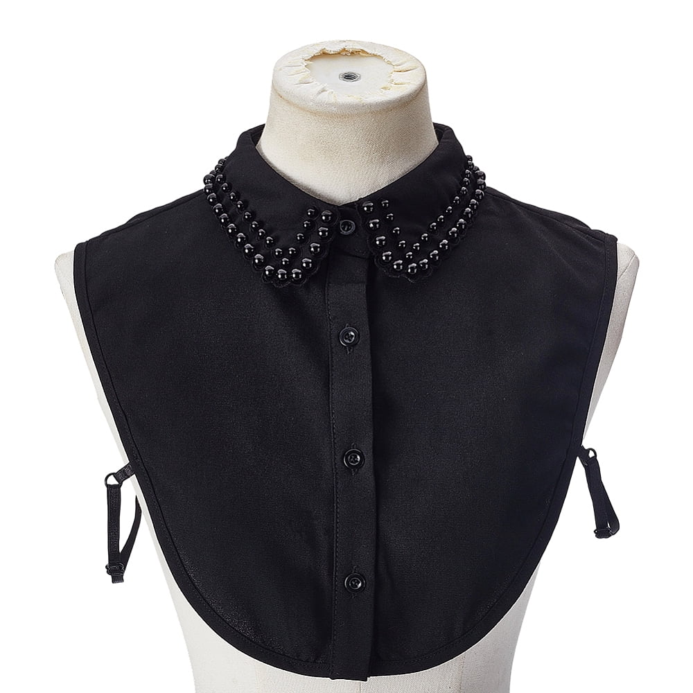 Black Collar Polyester Pearl Bead False Collar Half Shirt False Dickey ...