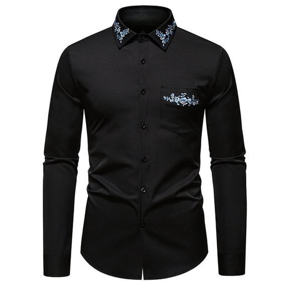 Black Collared Turtle Neck Shirts for Man Fall Summer Long Sleeve ...