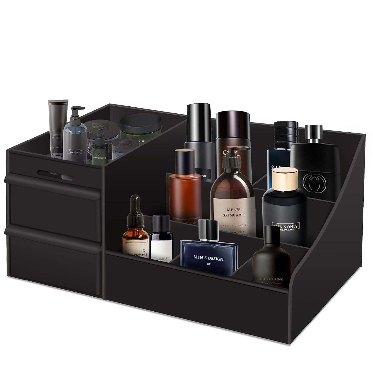Black Cologne Organizer for Men - Large Countertop Organizer with ...