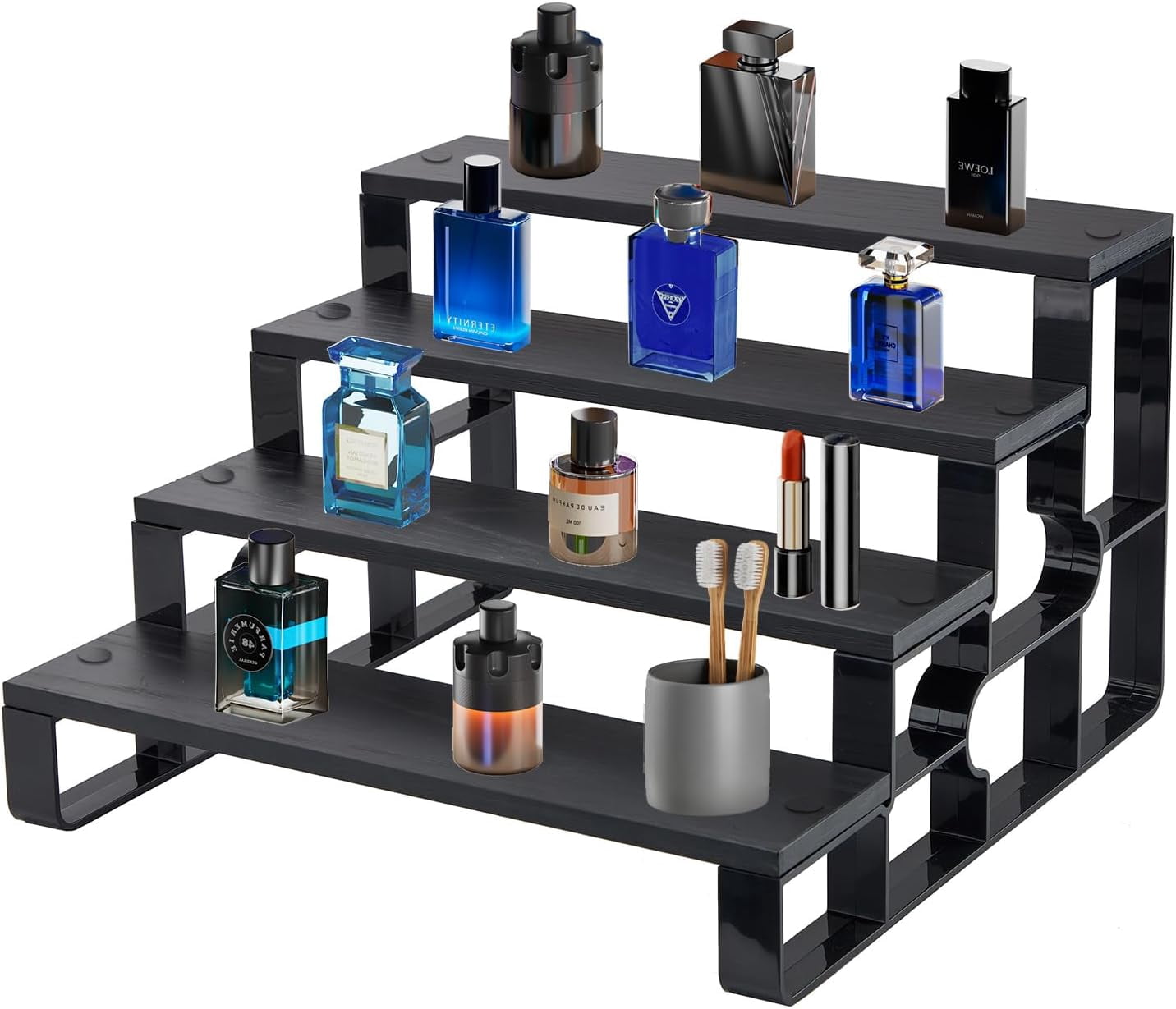 Black Cologne Stand for Men,4 Tier Perfume Holder Organizer for Dresser ...