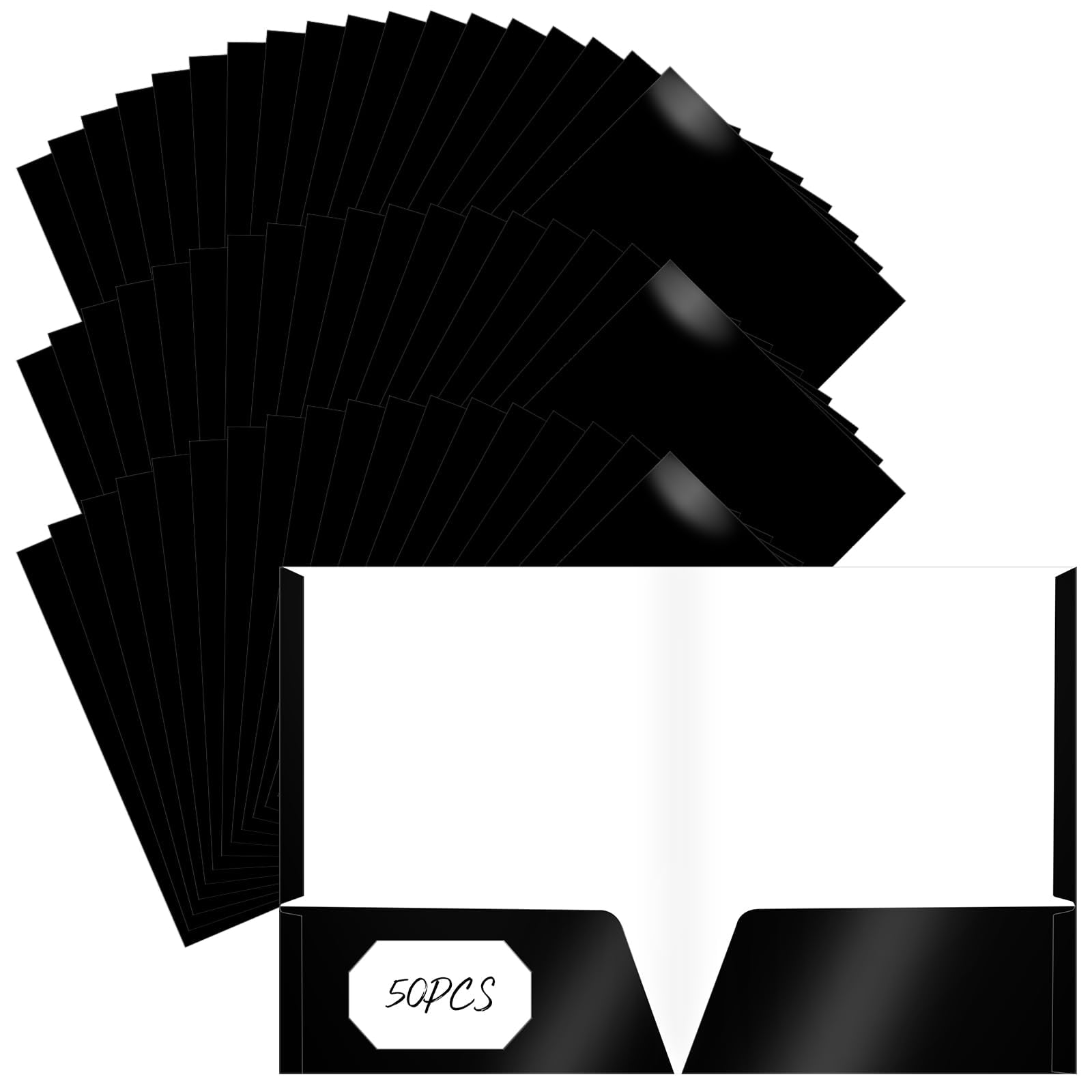 Black Color 2 Pocket Glossy Paper Folders Letter Size Presentation ...
