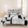 Black Color Block Abstract Geometric 3 Pieces Quilt Set,1 Quilt with 2 ...