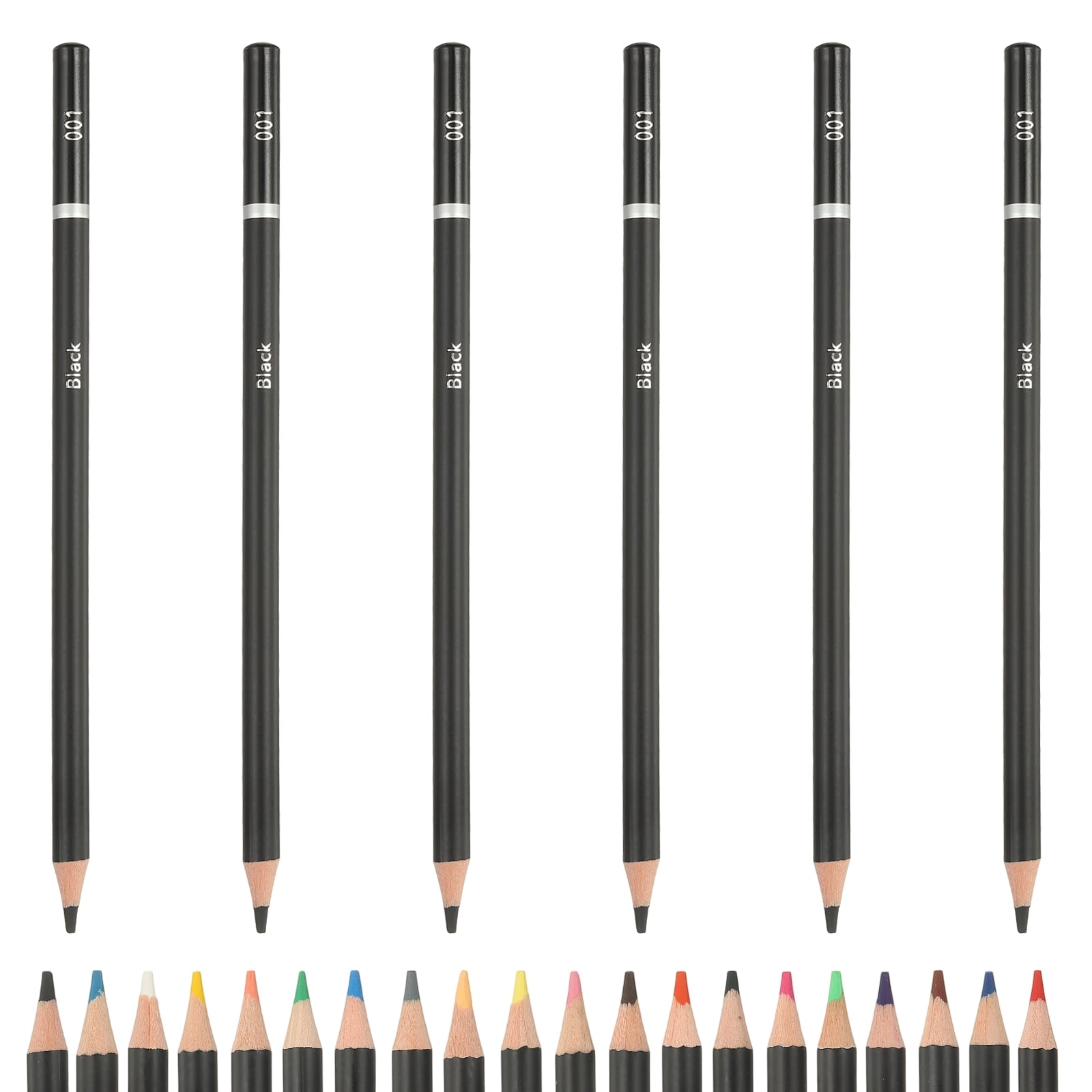 Black Color Drawing Pencils for Adult Coloring Books, 6 Pcs - Walmart.com