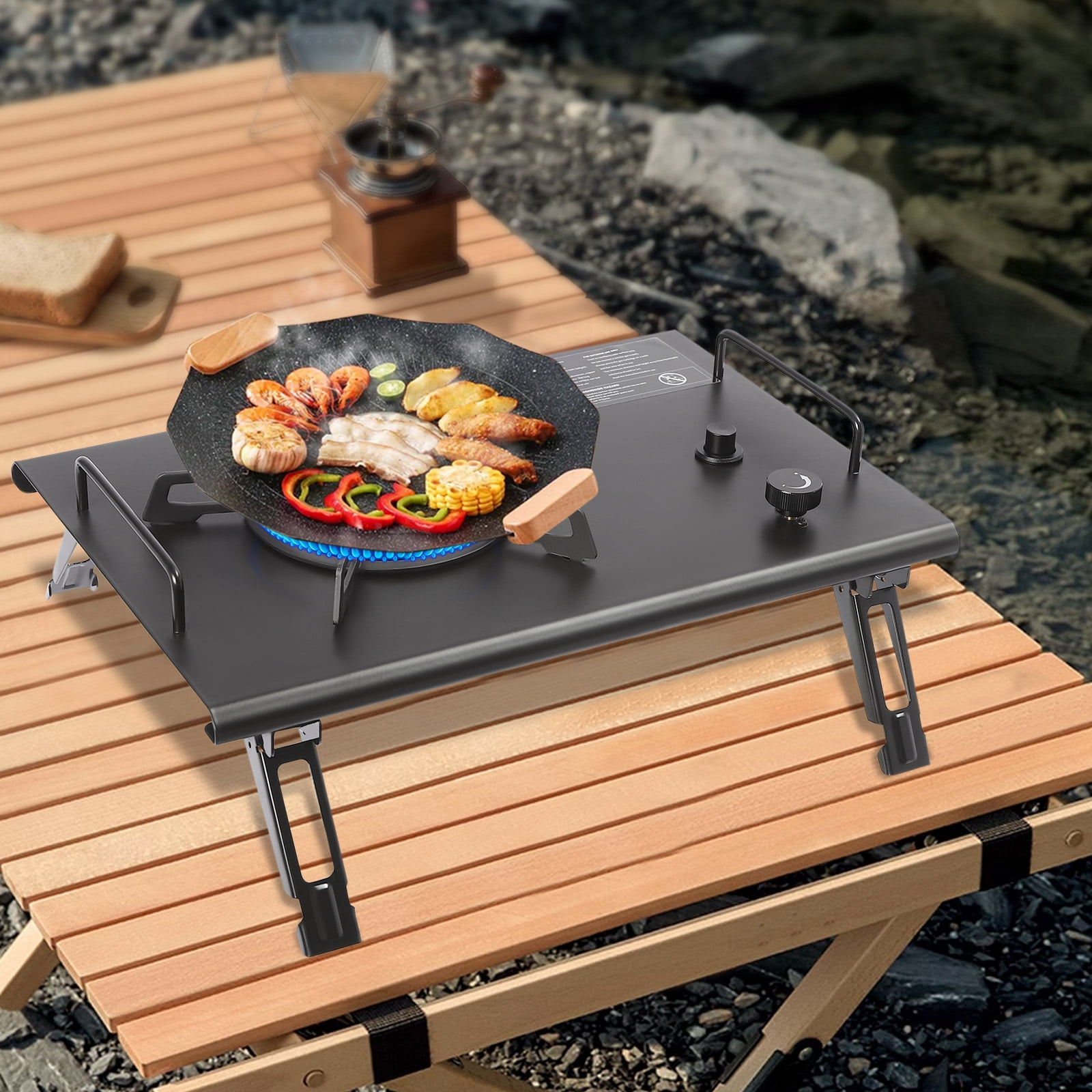 Black Color Rectangular Portable Gas Stove, Electronic Ignition Outdoor ...