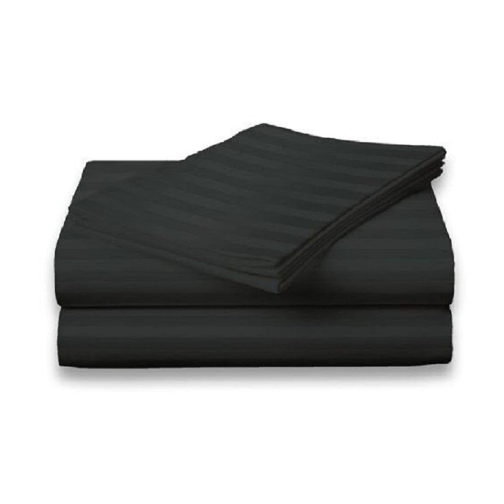 Black Color Twin Size 400 Thread Count Dobby Stripe Cotton Sateen Sheet ...