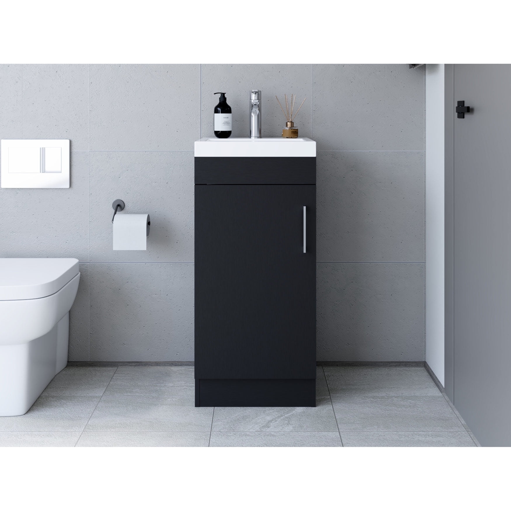 Black - Colored - Single Door Storage Option - Bathroom Utility - Long ...
