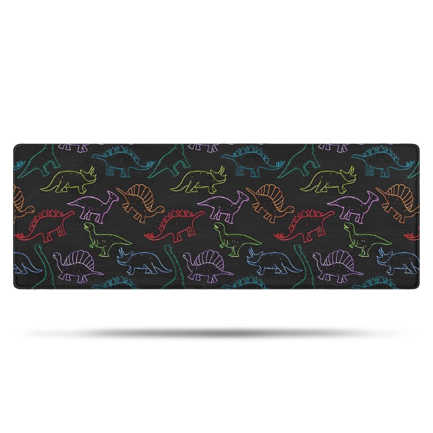 Black Colorful Dinosaurs Chalk Pattern Bathroom Rugs Mat,Non Slip ...