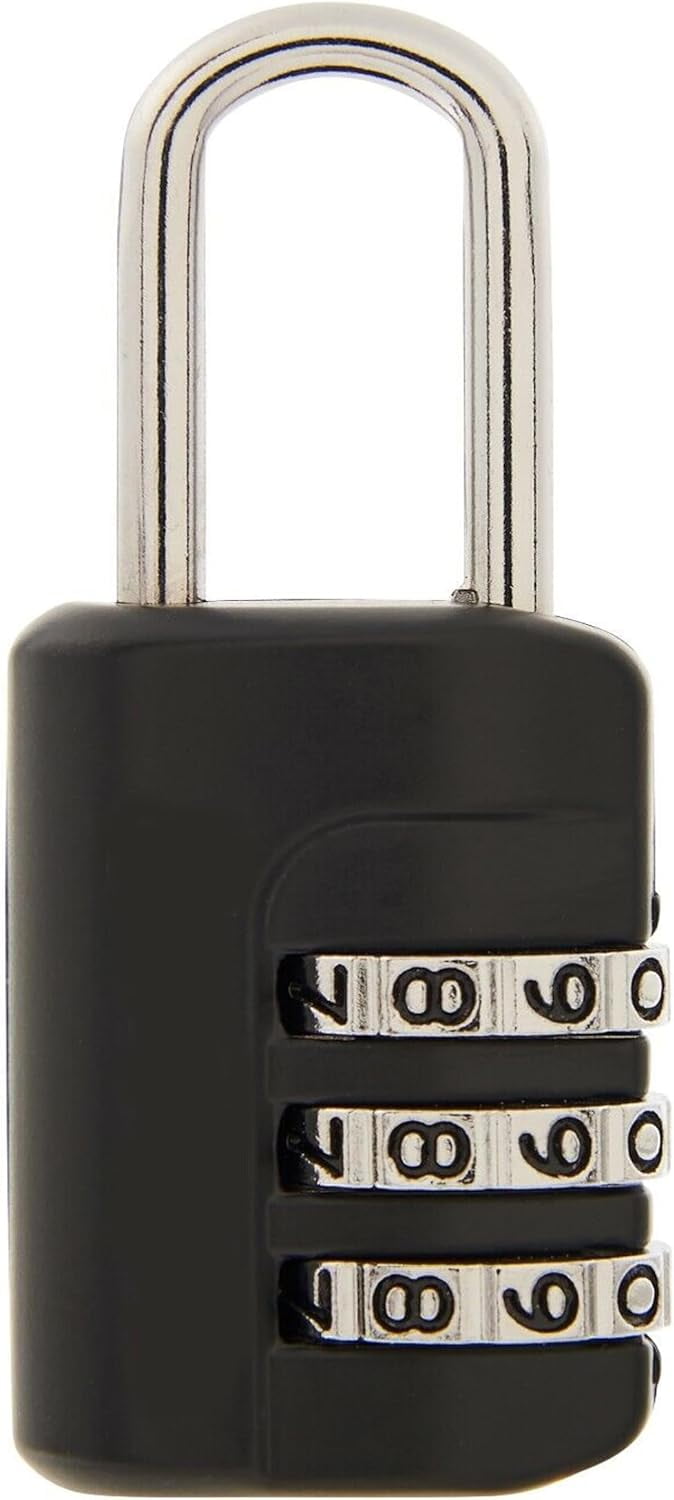 Black Combination Lock, 3-Digit Padlock Keyless, Resettable Luggage ...