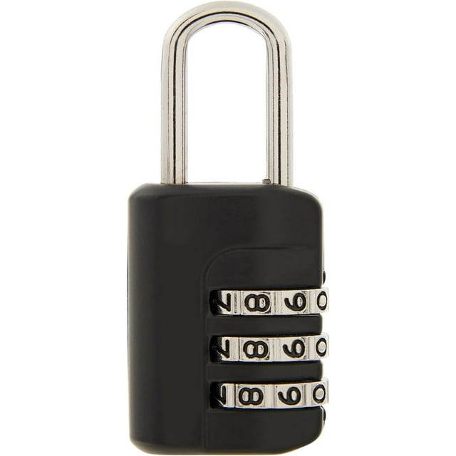 Black Combination Lock, 3-Digit Padlock Keyless, Resettable Luggage ...