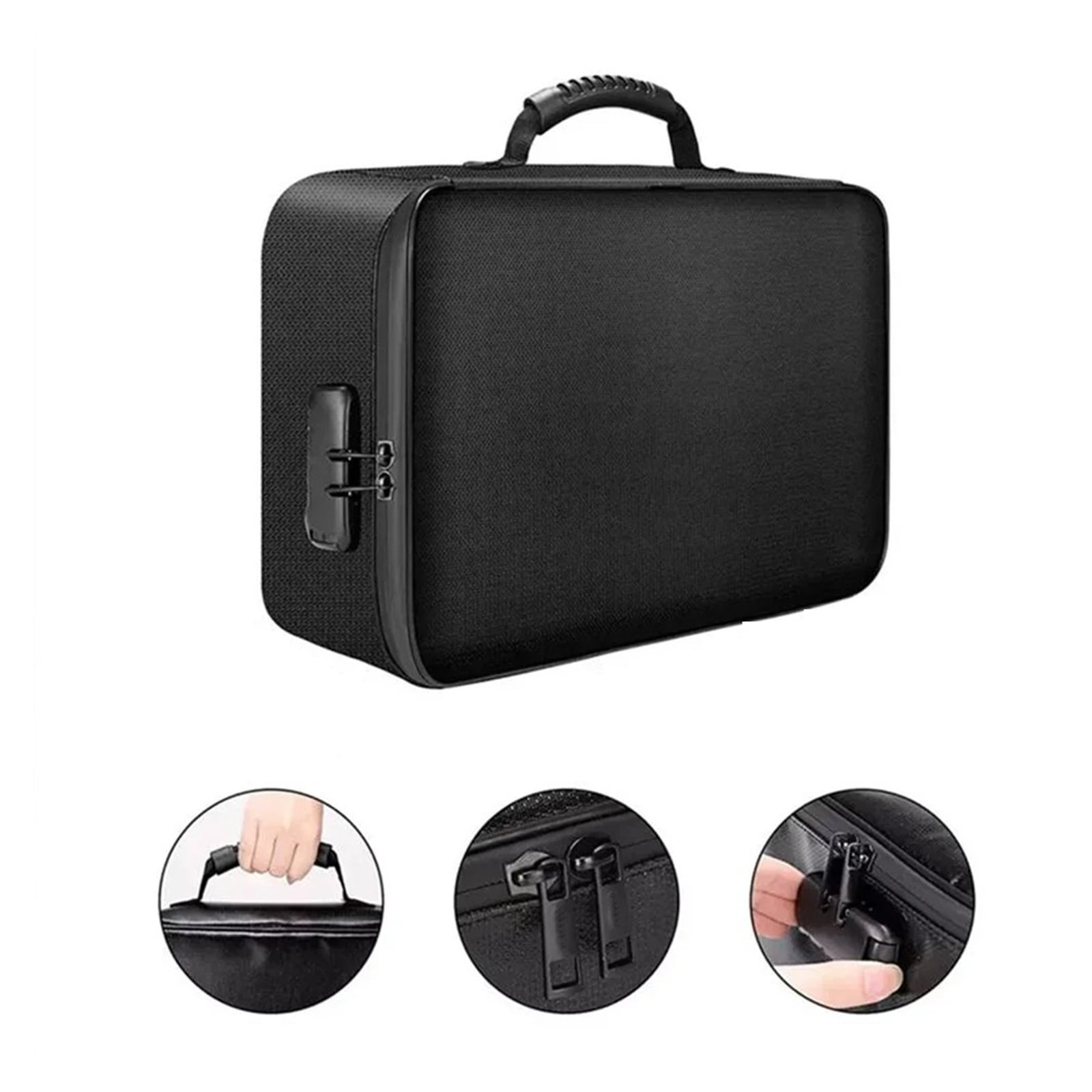 Black Combination Lock Fireproof Storage Box Valuables Safe Foldable ...