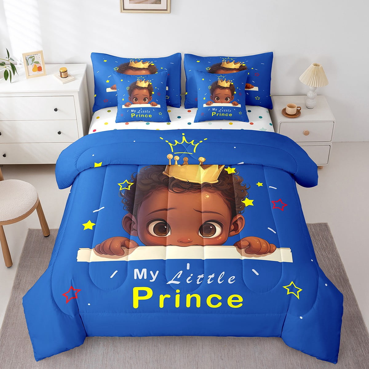 Black Comforter Set Full Size Bed In A Bag, 7 Pieces Afro Prince Bed ...