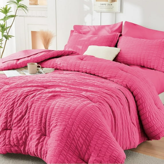Black Comforter Set Seersucker 7 Pieces, All Season Luxury Bed in a Bag ...