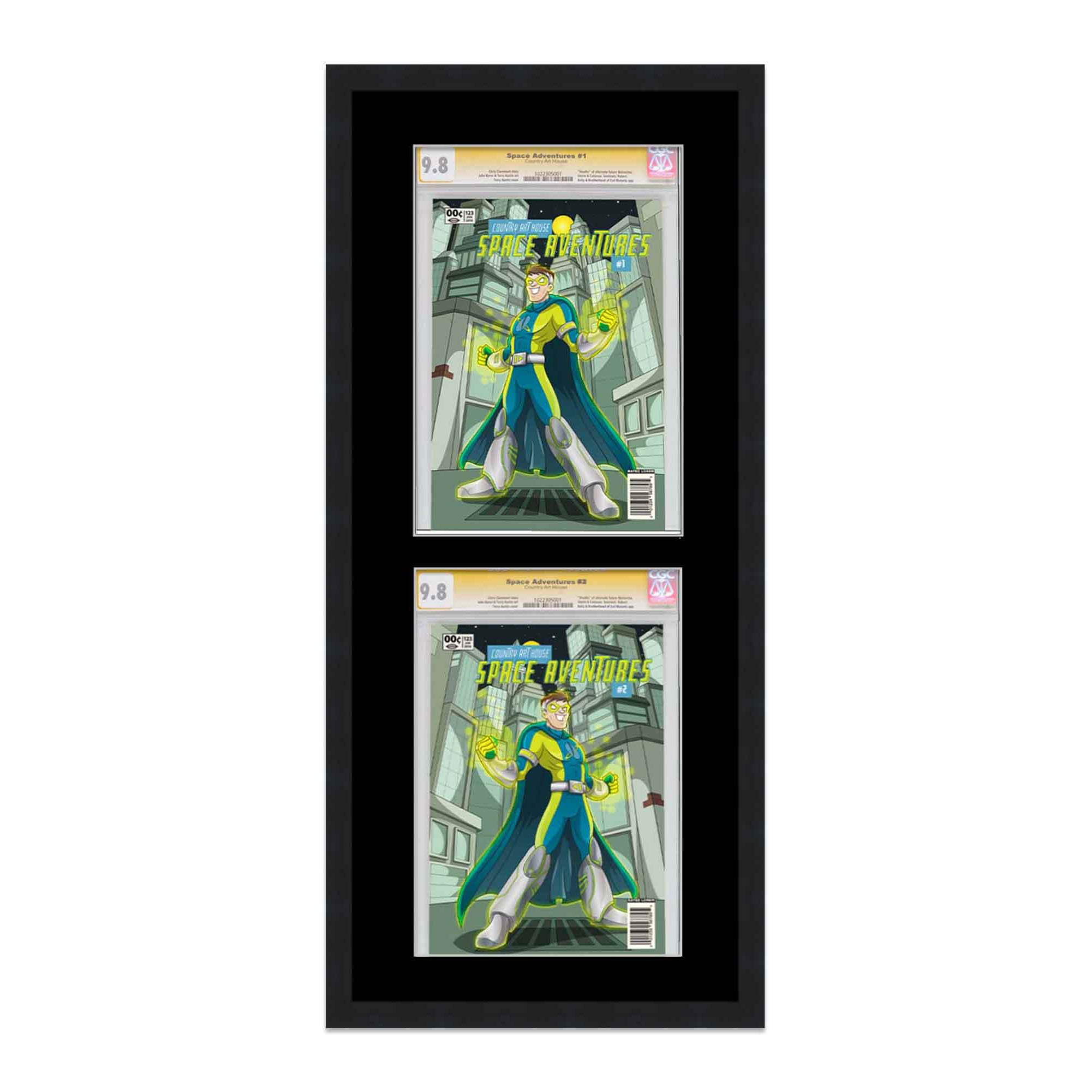 Black Comic Book Frame with Black Mat - 2 Openings to Display 2 CGC ...