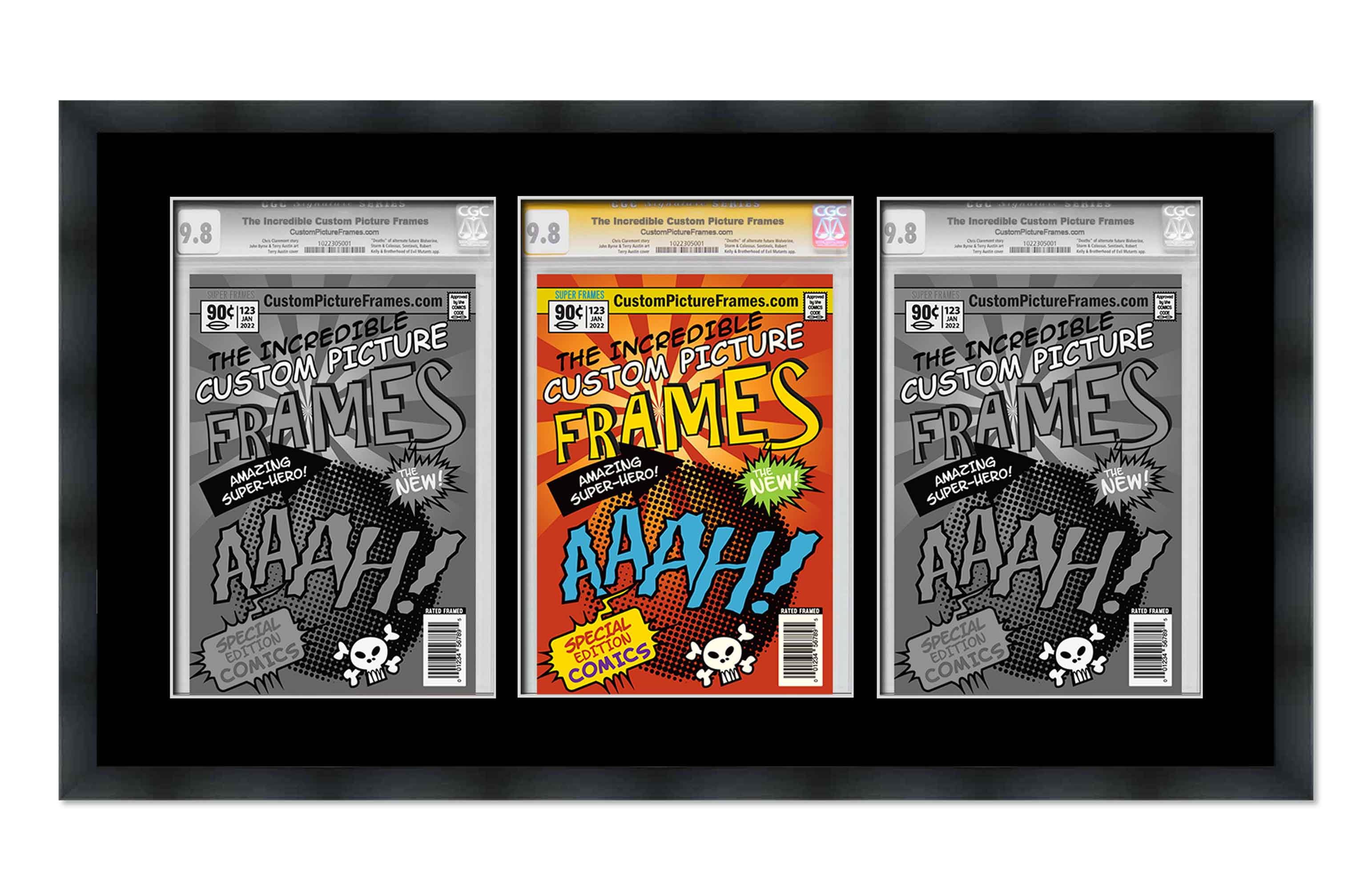 CountryArtHouse Solid Wood Black Comic Book Frame, Black Mat, Acrylic ...