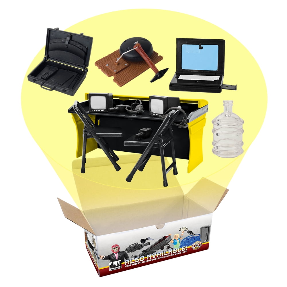 Commentator Table 13 Piece Accessory Set for WWE & AEW Wrestling Action ...