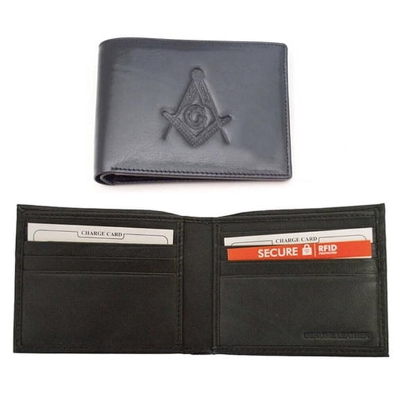 Black Compass and Square Masonic Leather Bi-Fold Wallet - Freemasons ...