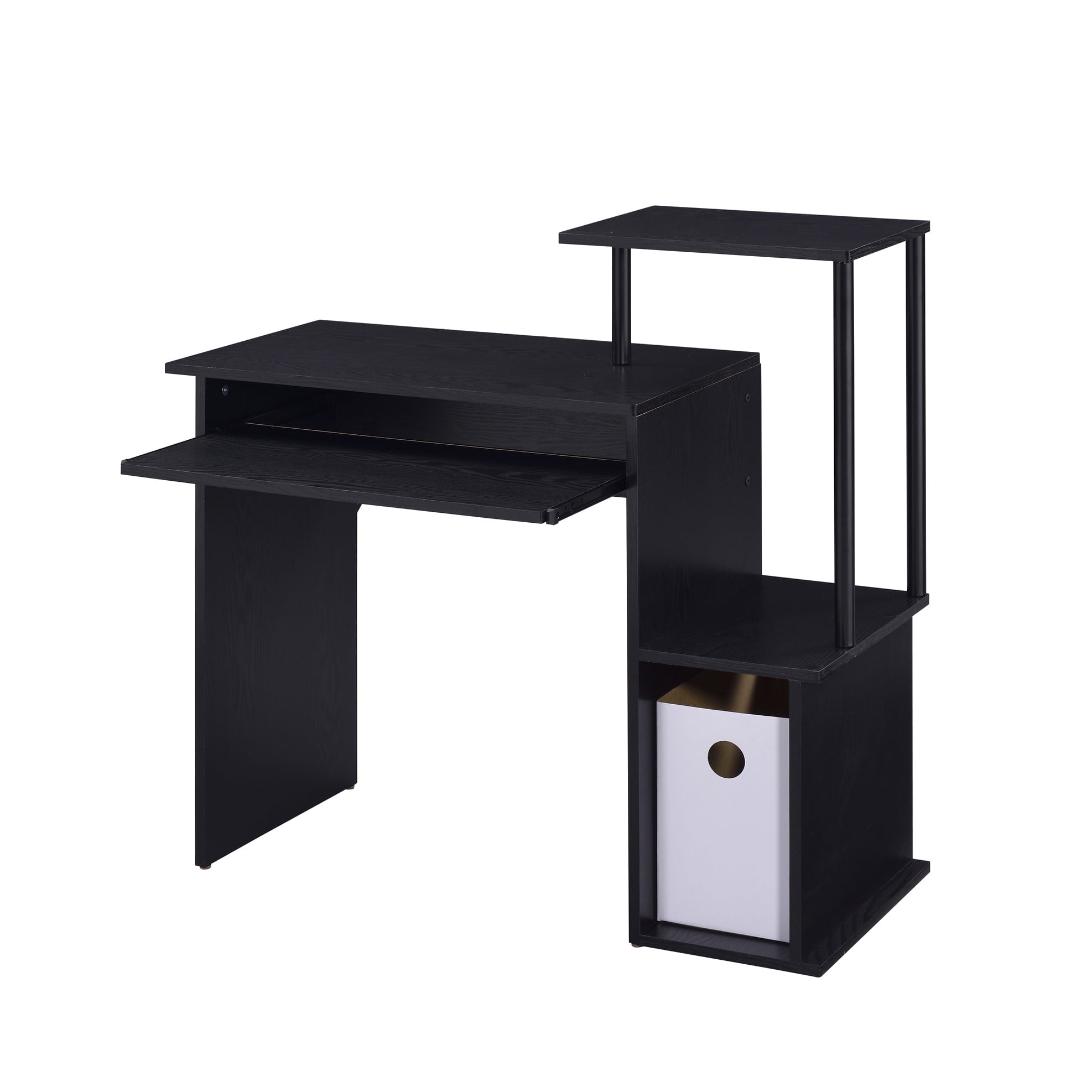 Black Computer Desk With Keyboard Tray And Storage Feature Office Work ...