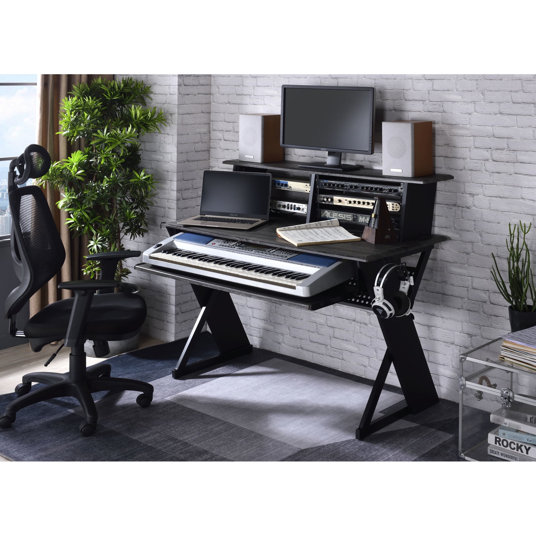 Black Computer Desk for Office Use | Smooth Gliding Keyboard Tray for ...