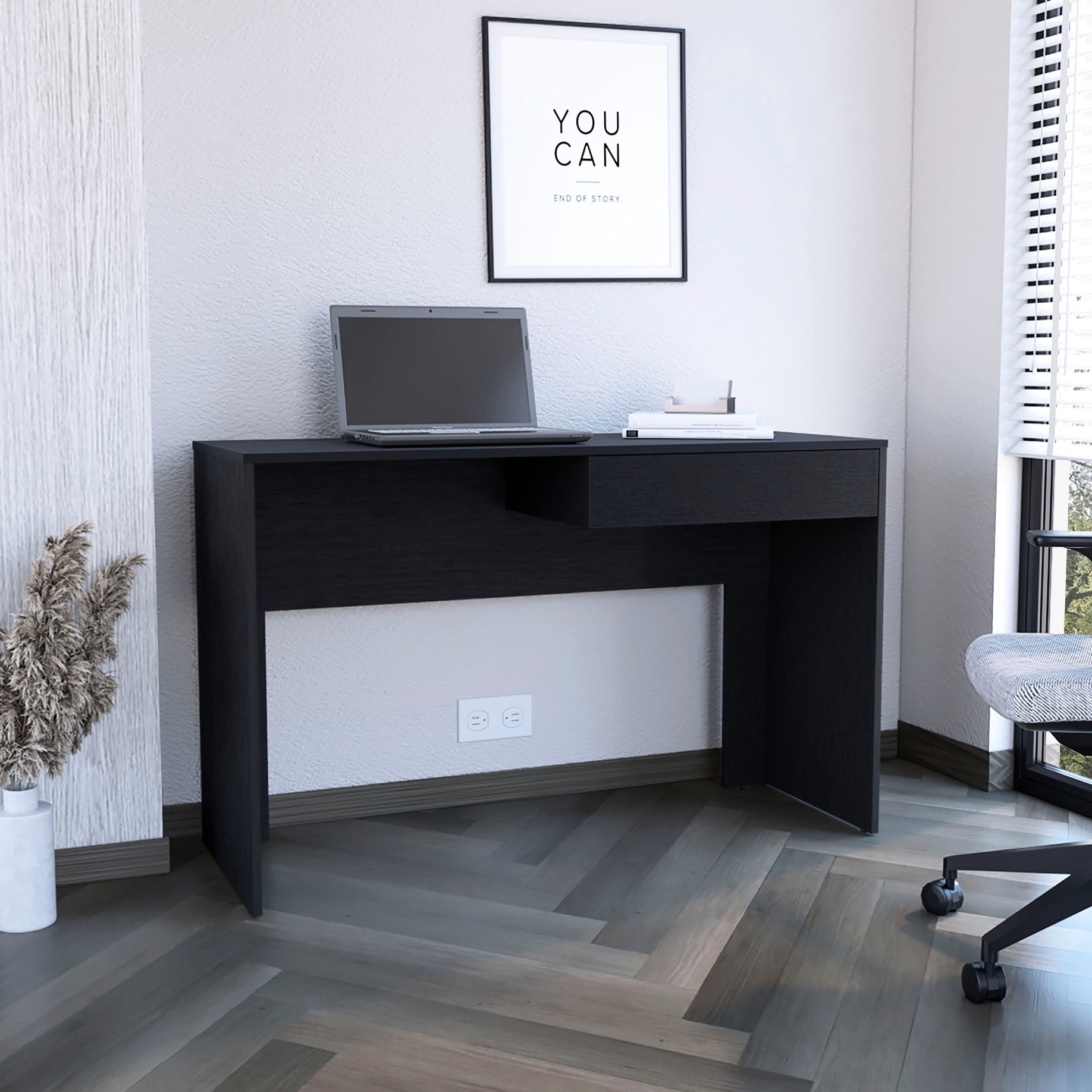 Black Computer Work Desk With One Drawer - Create An Efficient And ...