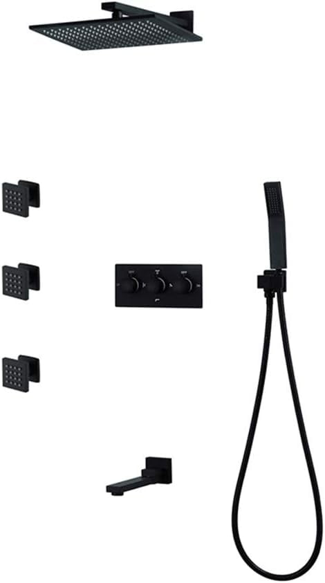 Black Concealed Shower, 10 Inch Square Top Spray, in-Wall Pre-Embedded ...