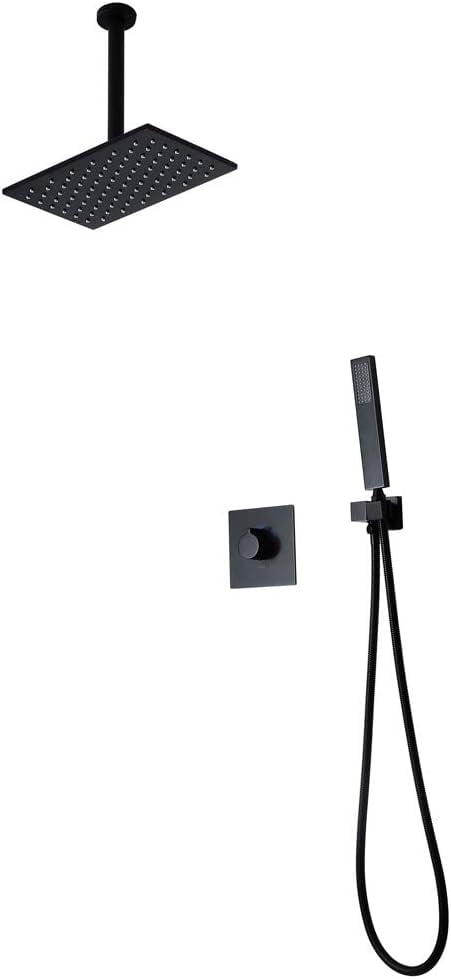 Black Concealed Shower Set, 250x280mm Stainless Steel Top Spray, 280mm ...