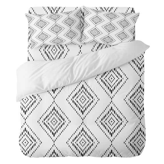 Black Concentric Diamond Bedding Duvet Cover Set King Size 4 Pieces ...