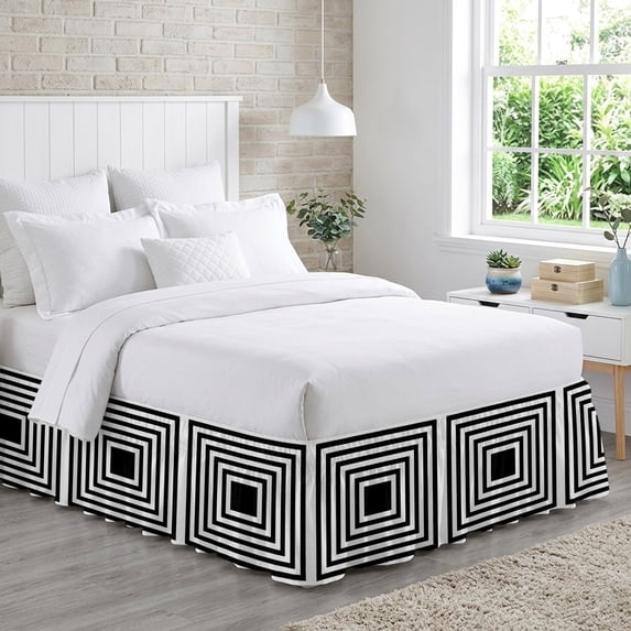 Black Concentric Squares Bed Skirt California King Size 18 Inch Drop ...